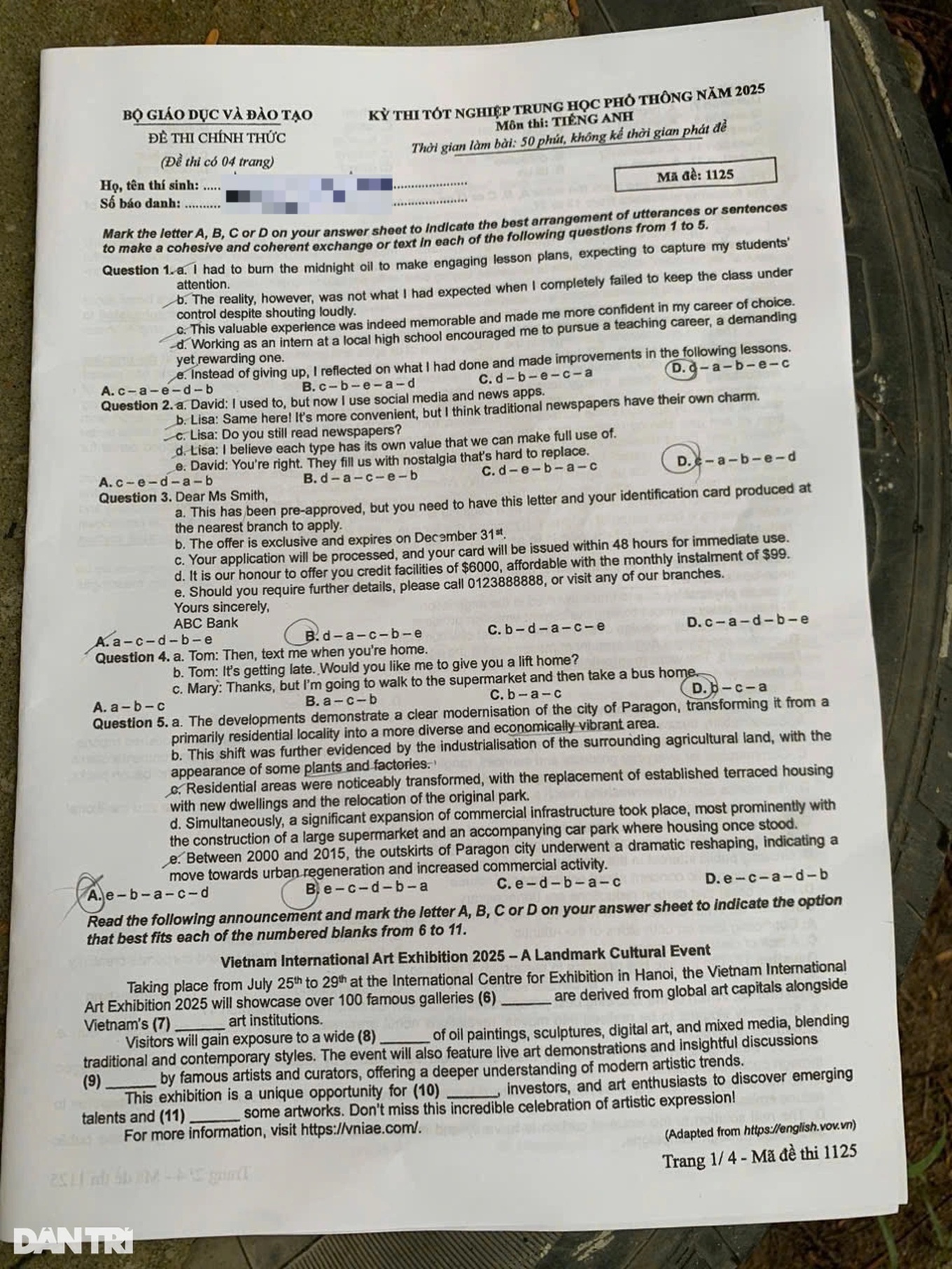 Đề thi tiếng Anh tốt nghiệp THPT 2025: Khó đạt điểm tuyệt đối | Báo Dân trí