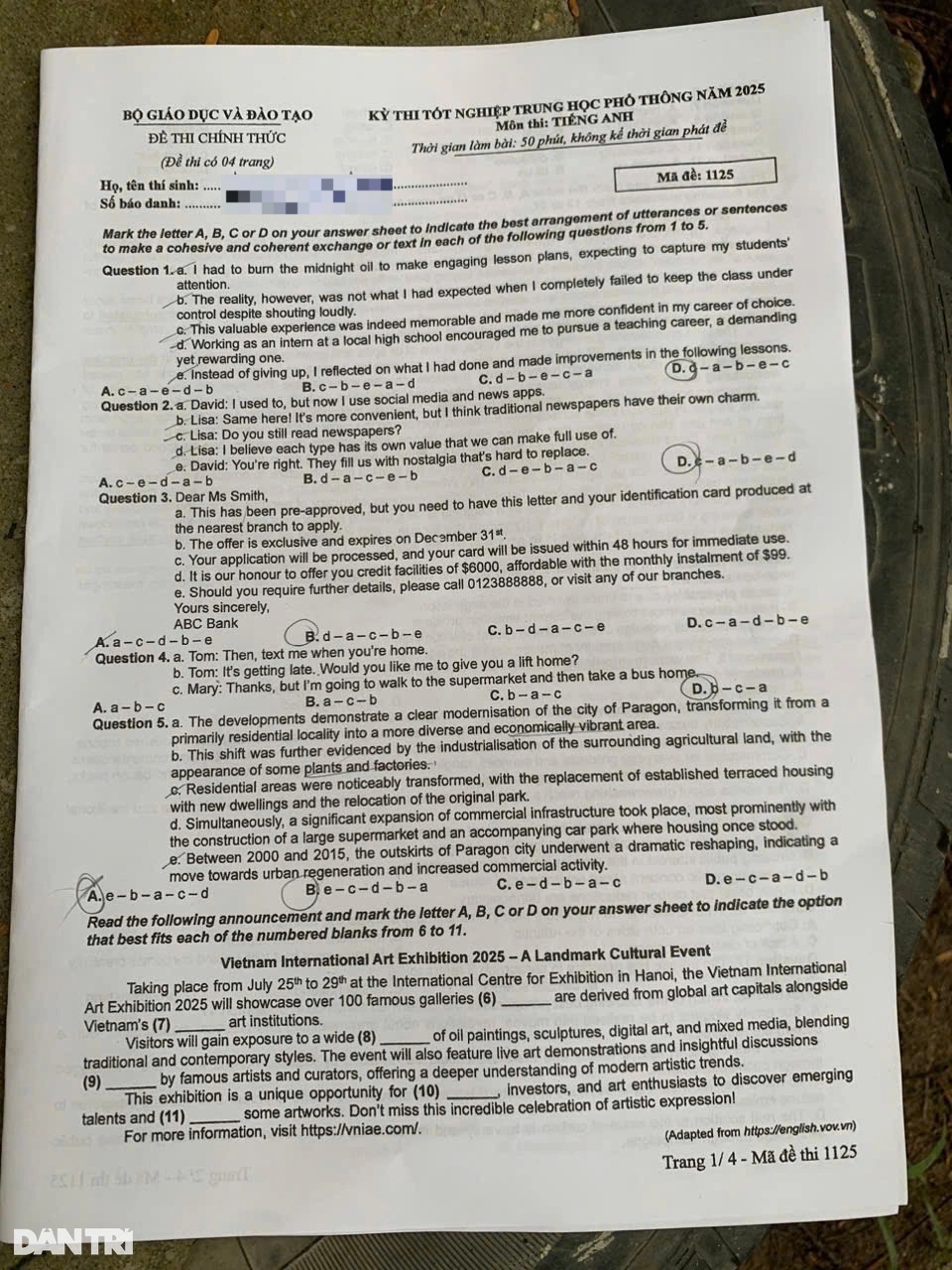 Đề thi tiếng Anh tốt nghiệp THPT 2025: Khó đạt điểm tuyệt đối | Báo Dân trí