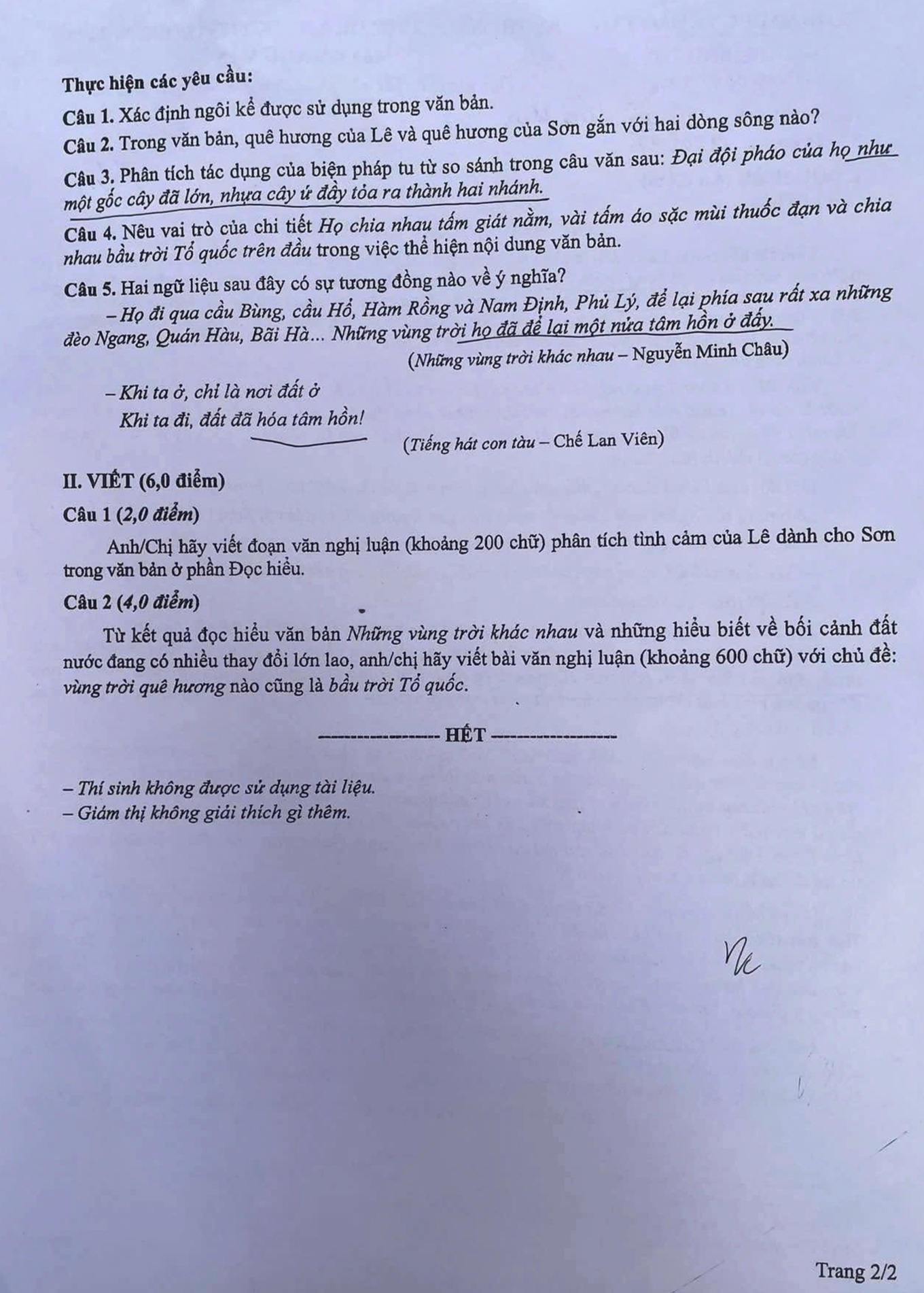 "Bầu trời Tổ quốc" vào đề ngữ văn thi tốt nghiệp THPT 2025 | Báo Dân trí