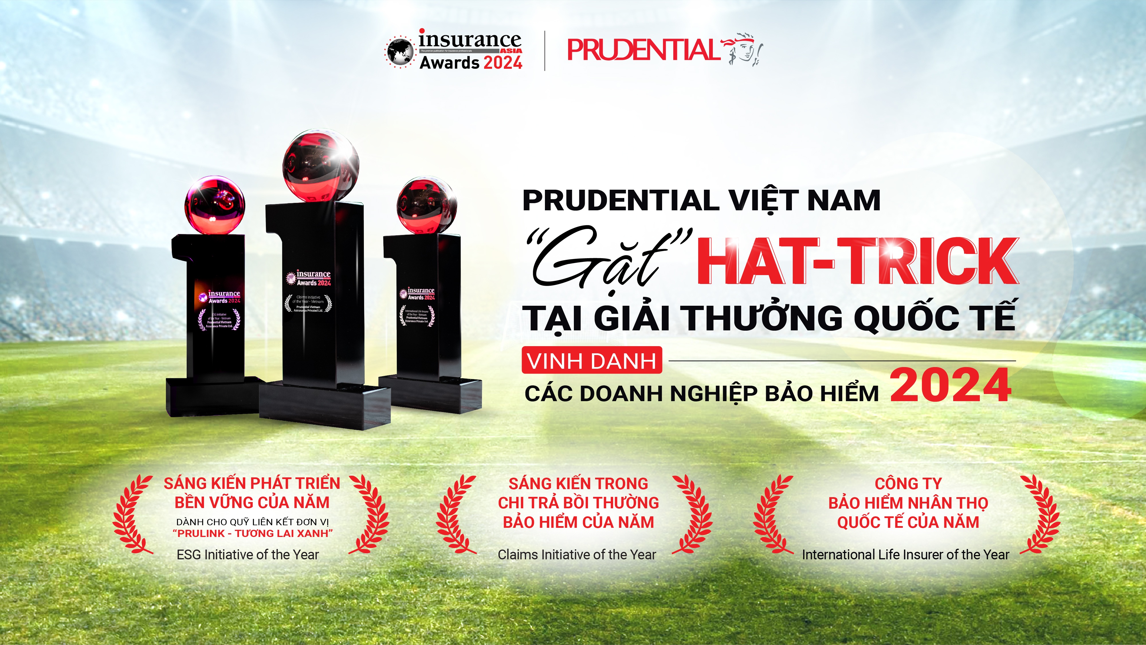 Prudential nhận 3 giải thưởng tại lễ trao giải Insurance Asia Awards 2024 | Báo Dân trí