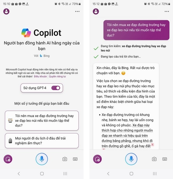 Microsoft mang chatbot tích hợp A.I Copilot lên nền tảng Android | Báo Dân trí