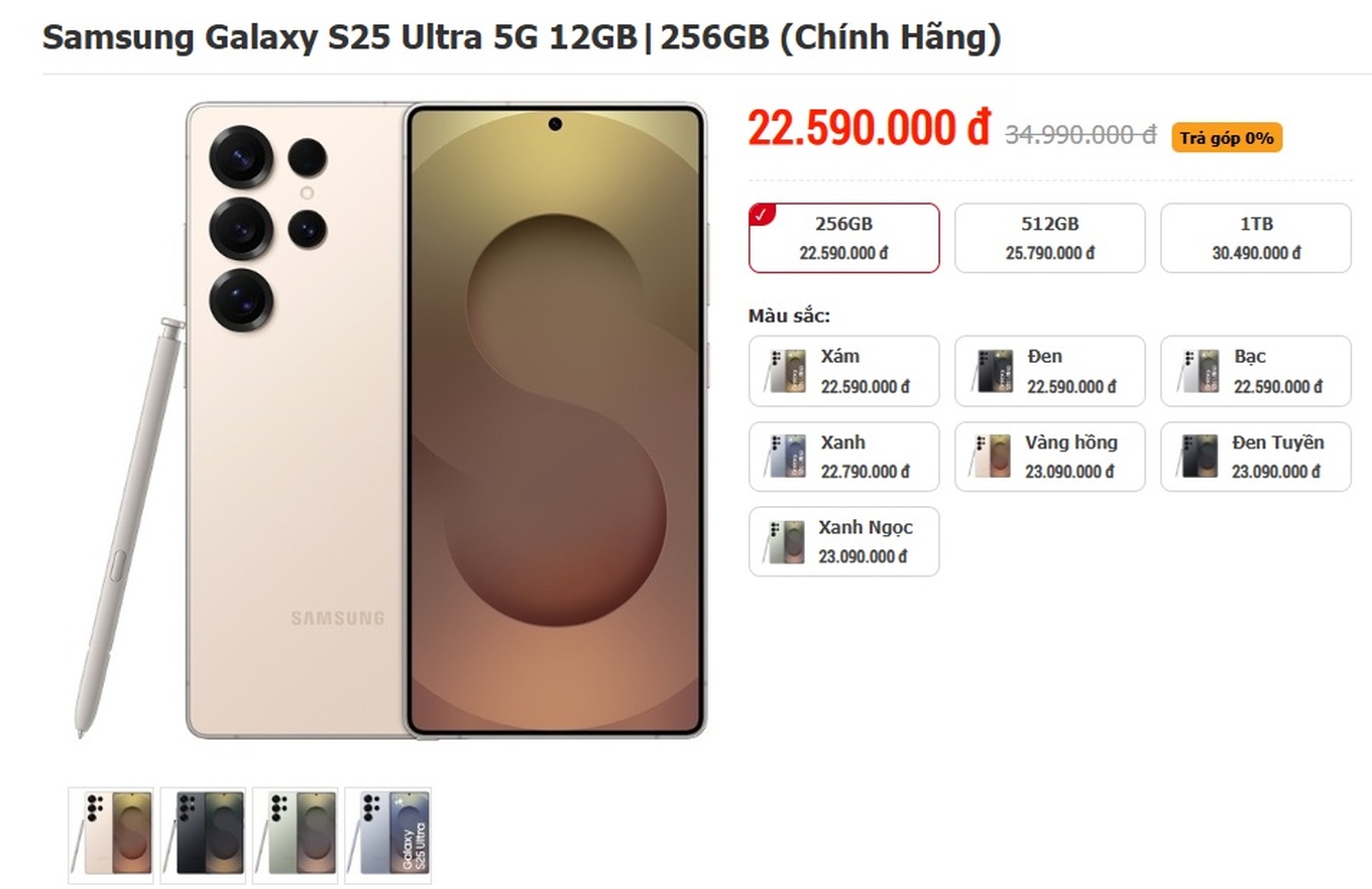 Giá Galaxy S25 Ultra Giảm Về Mức Thấp Nhất Từ Khi Lên Kệ