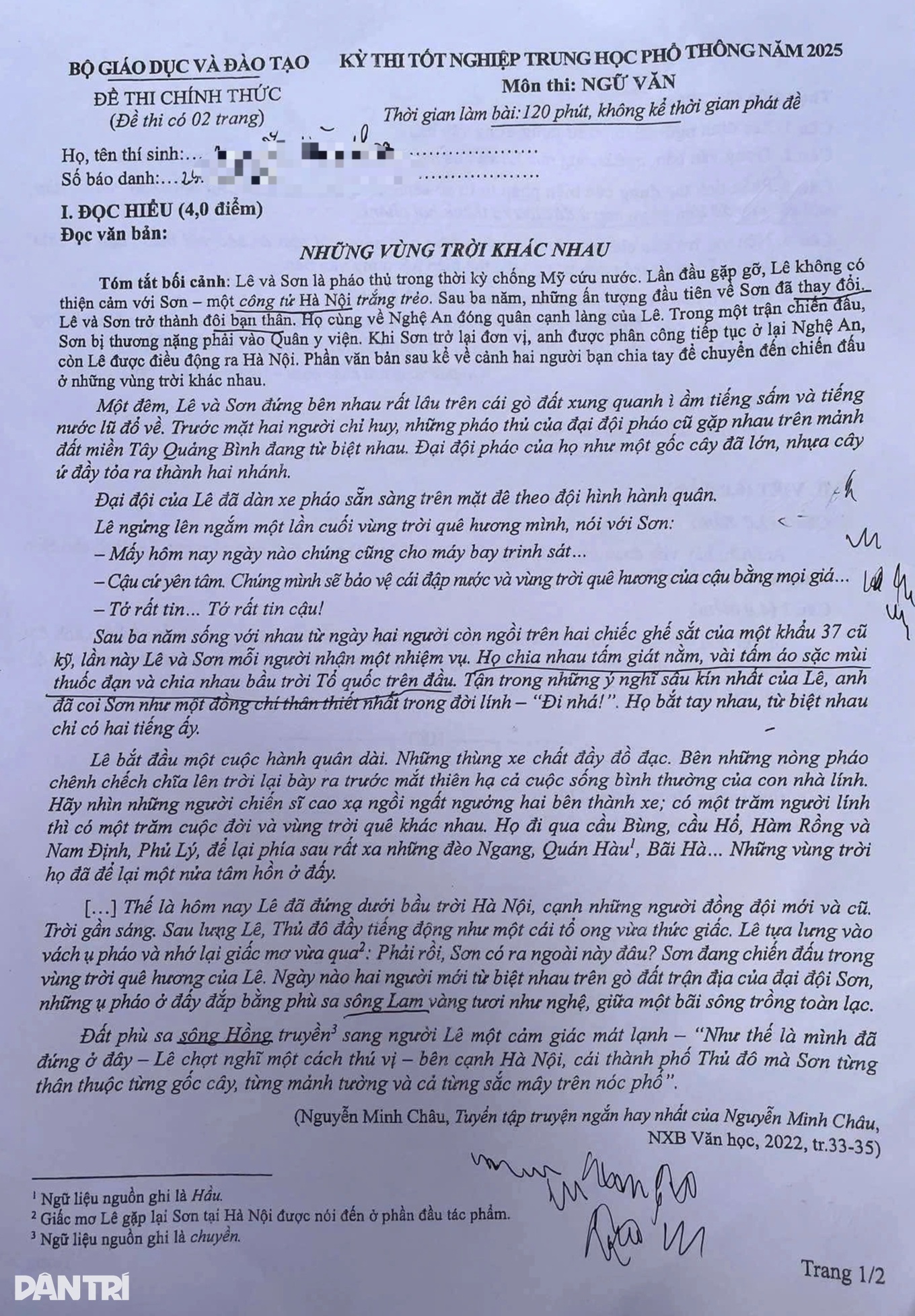 "Bầu trời Tổ quốc" vào đề ngữ văn thi tốt nghiệp THPT 2025 | Báo Dân trí