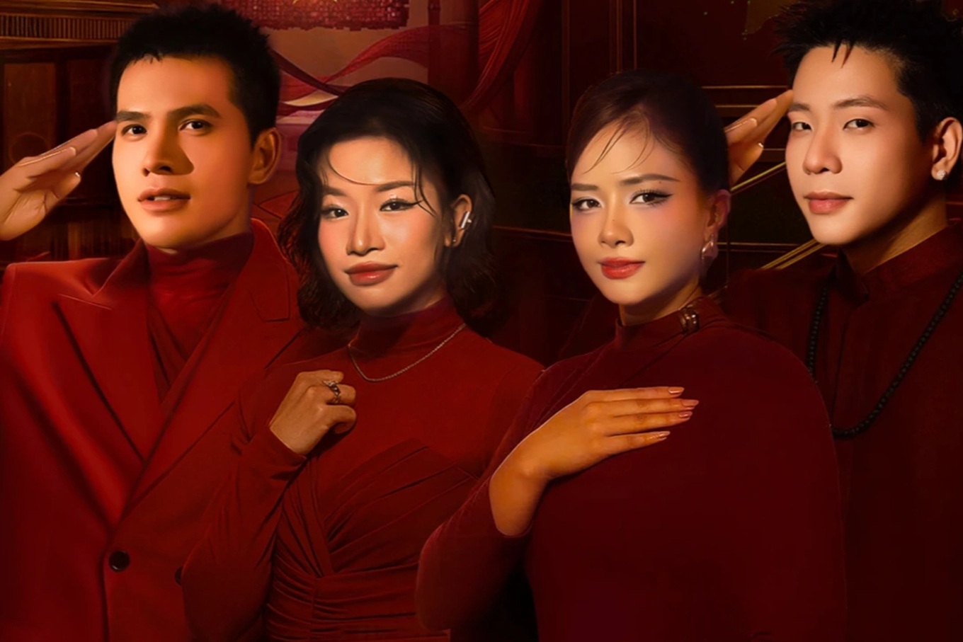 Singer Quoc Thien was moved when singing a song about patriotism.